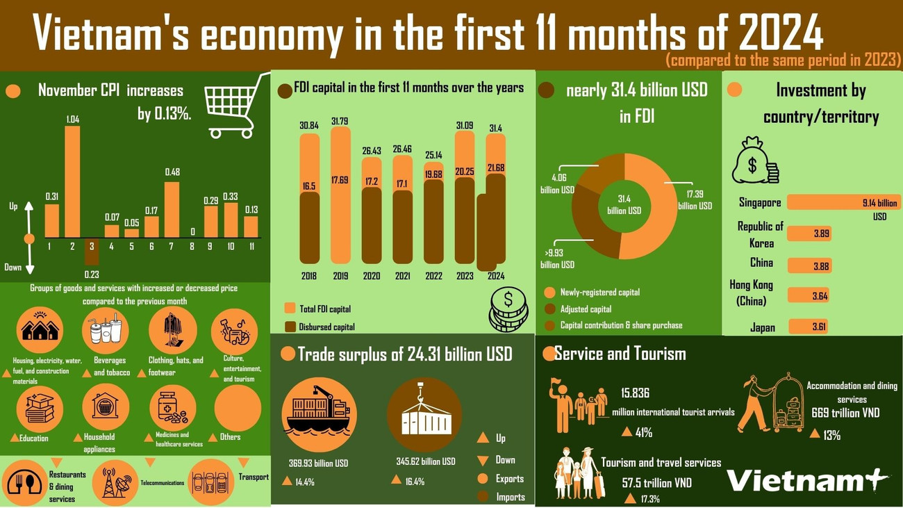 Vietnam's economy in the first 11 months of 2024 | Vietnam+ (VietnamPlus)