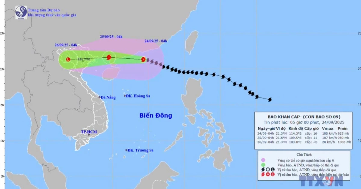 Ragasa maintains peak strength, threatens northern waters | Vietnam+ (VietnamPlus)