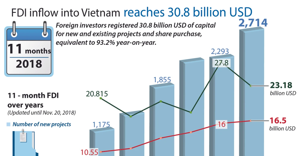 FDI inflow into Vietnam reaches 30.8 billion USD | Vietnam+ (VietnamPlus)
